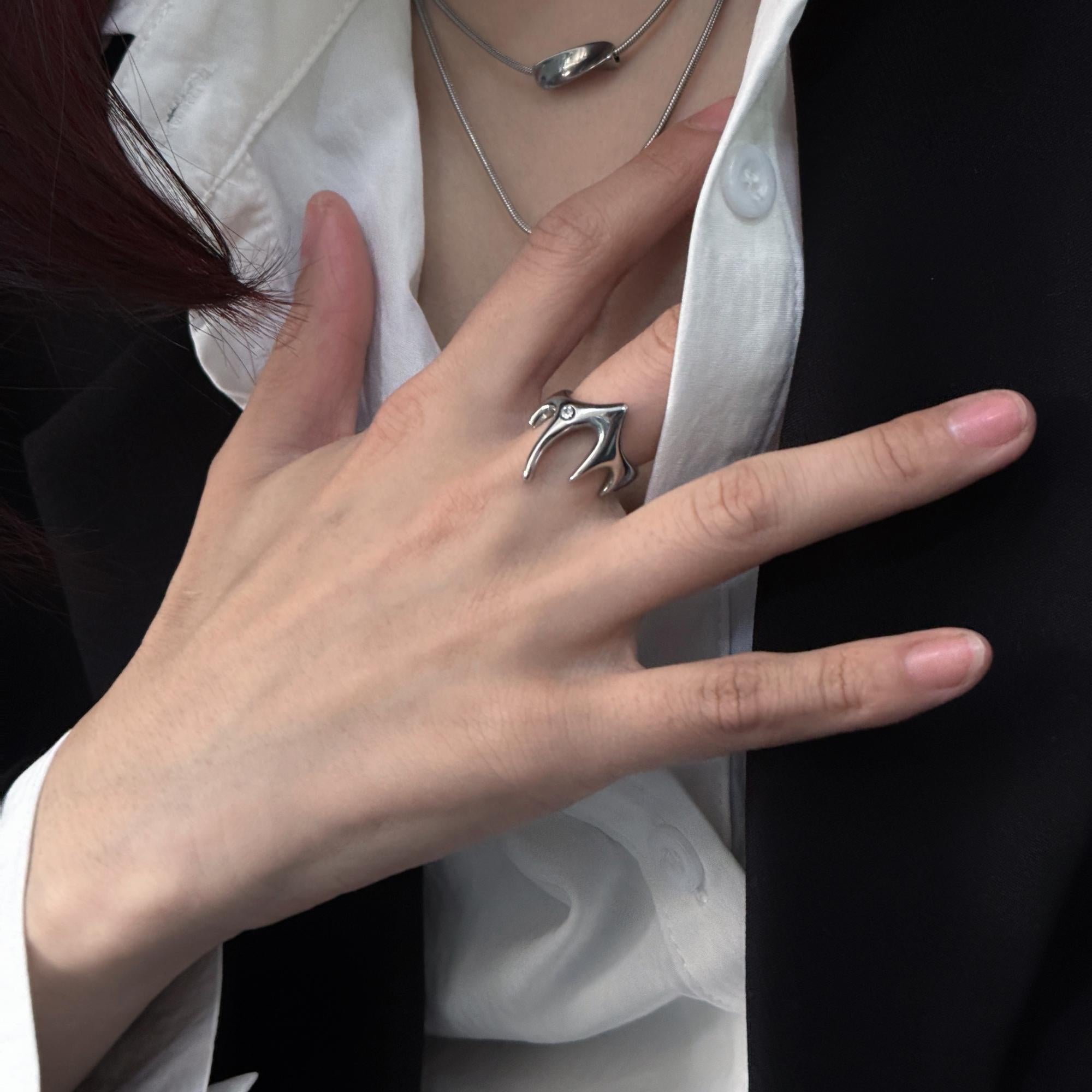 Titanium Steel Diamond Flame Ring – The Korean Fashion