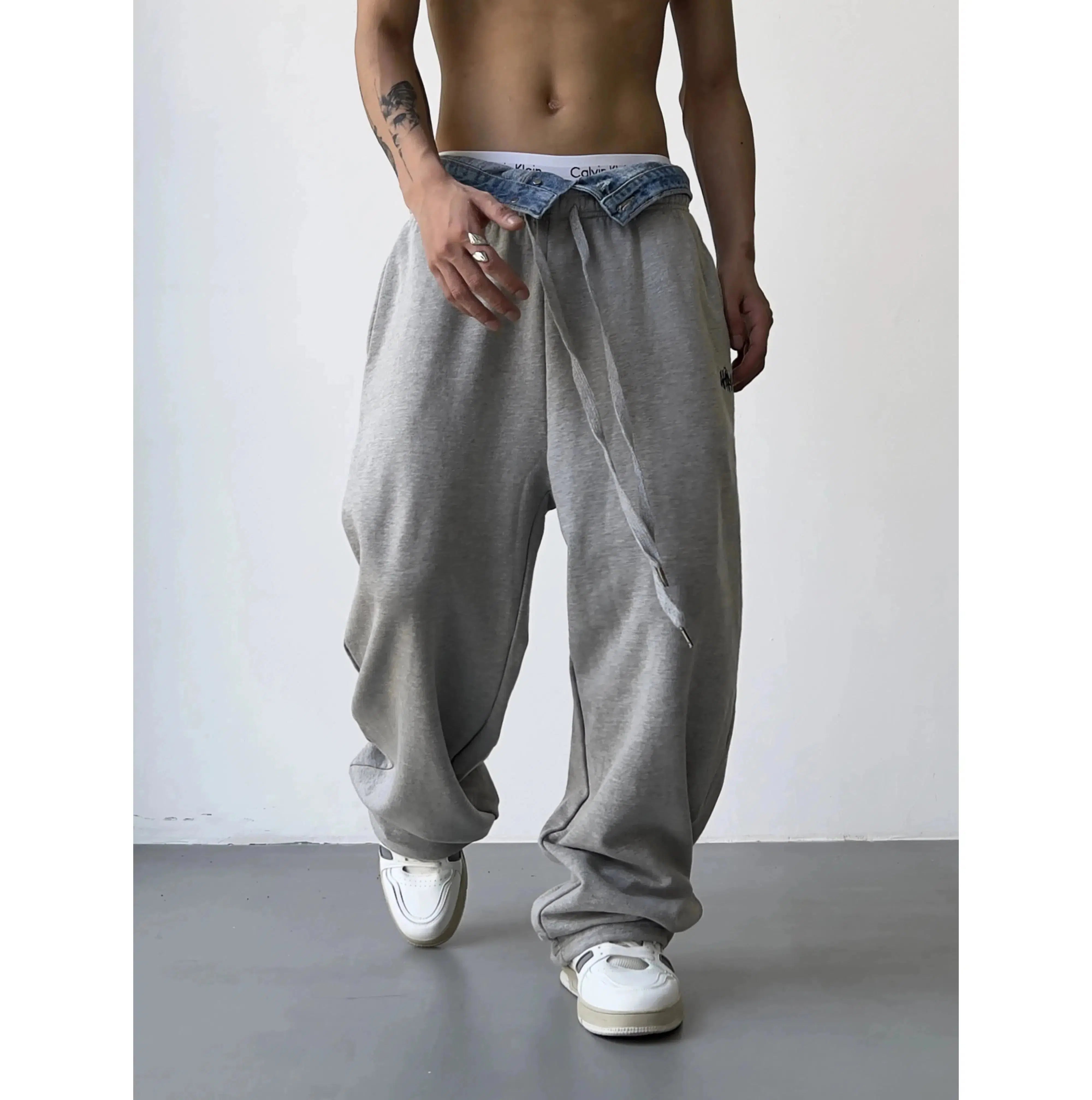 Two-piece-Jeans-Waist-Sweatpants – The Korean Fashion Two-piece-Jeans-Waist-Sweatpants – The Korean Fashion