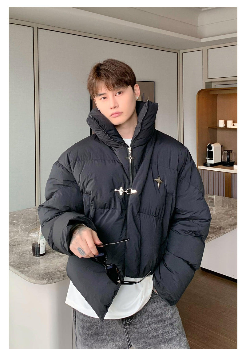 Black Collar Korean Jackets Style Stand