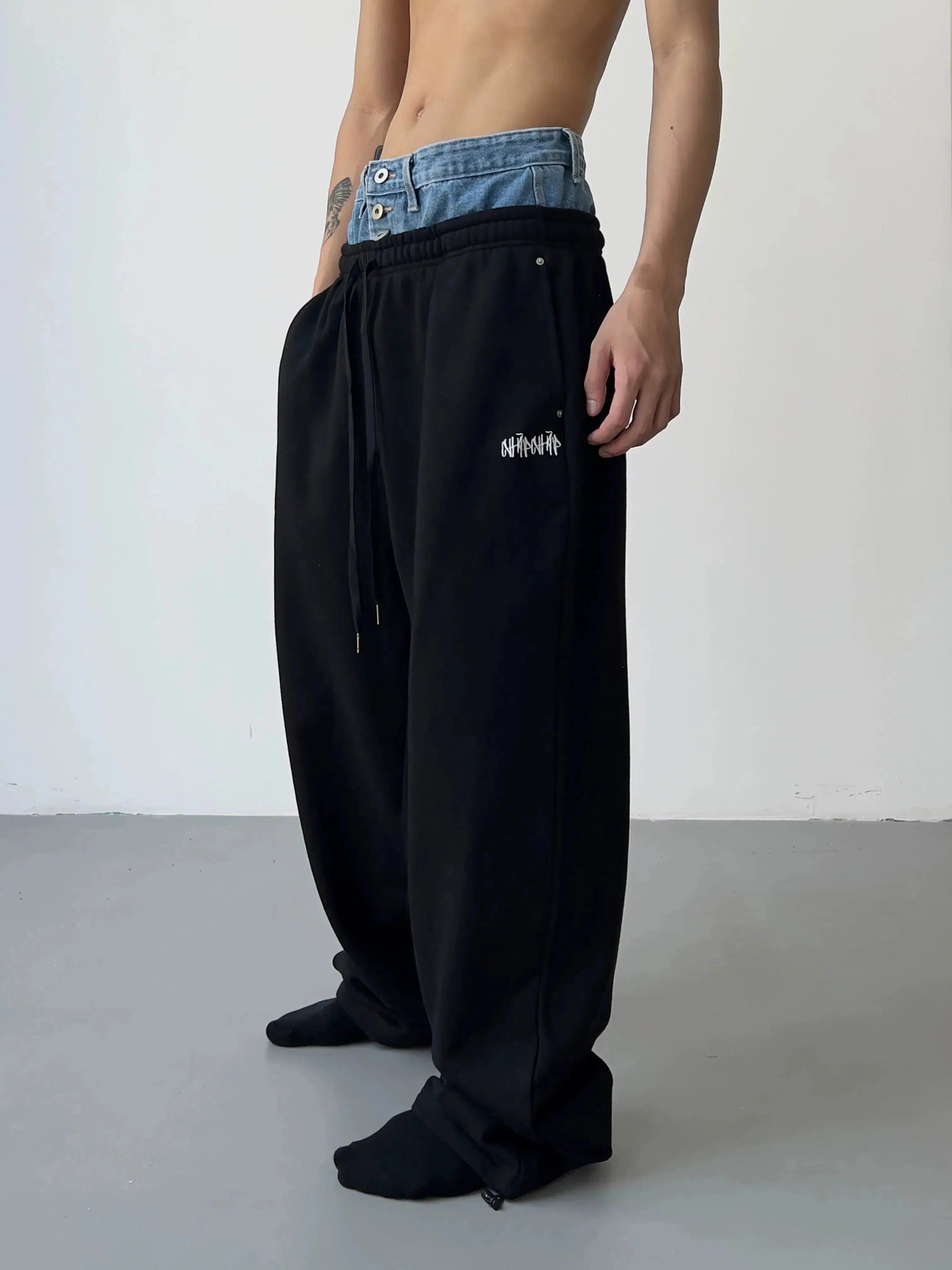 Two-piece-Jeans-Waist-Sweatpants – The Korean Fashion Two-piece-Jeans-Waist-Sweatpants – The Korean Fashion